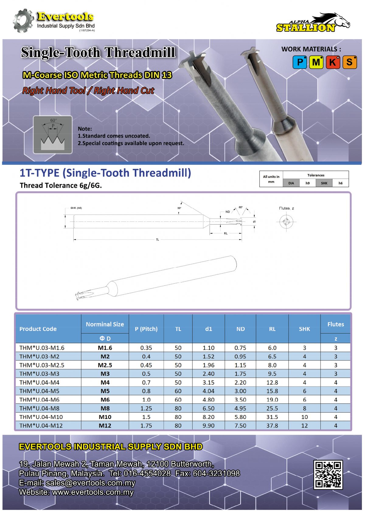 3F/4F Single-Tooth Threadmill – Evertools